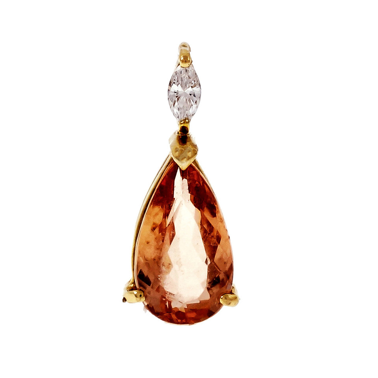 Vintage Precious Topaz Pendant Yellow Orange GIA Certified 18k Yellow ...