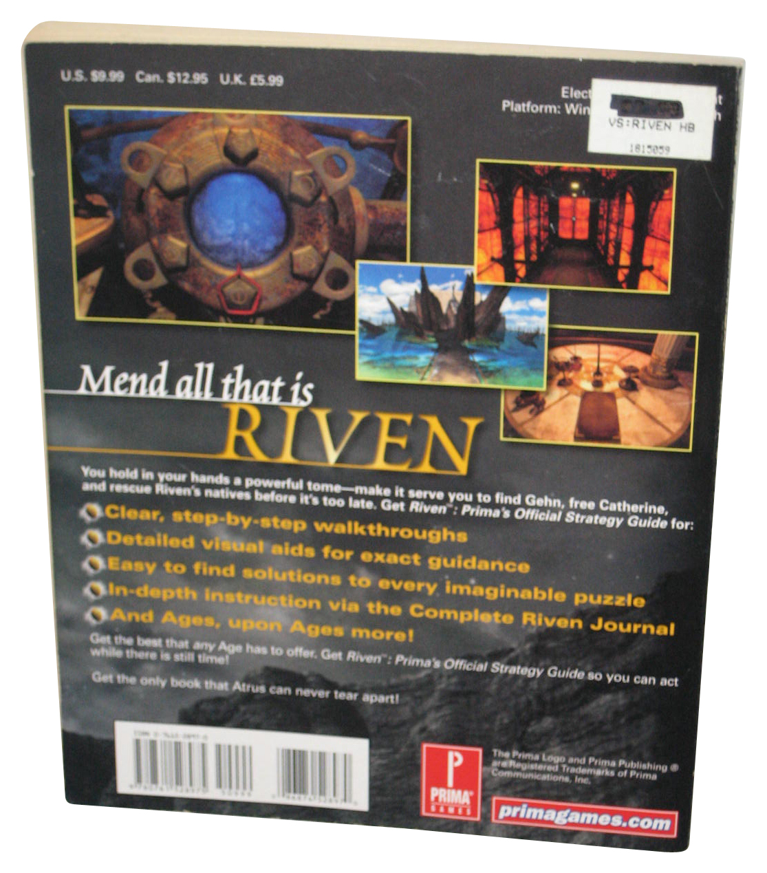 Riven The Sequel To Myst Prima Games (2000) Official Strategy Guide ...