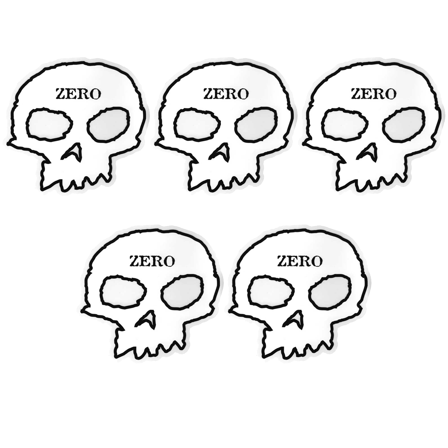 Zero Skateboard Stickers Skull Logo Clear/White 4.5" x 4" 5-Pack ...