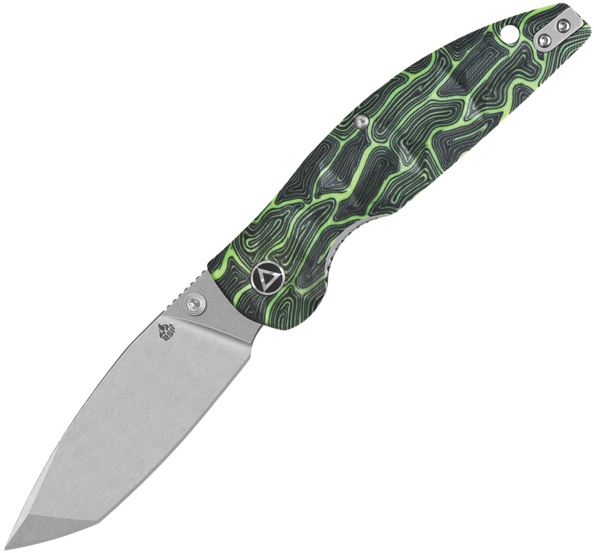 QSP Knife Turtle Punk Linerlock Black & Green G10 Folding 14C28N Knife ...
